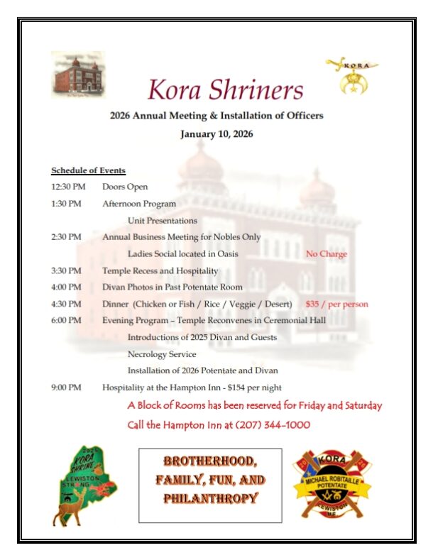 2026 Annual Meeting & Installation of Officers | Kora Shriners